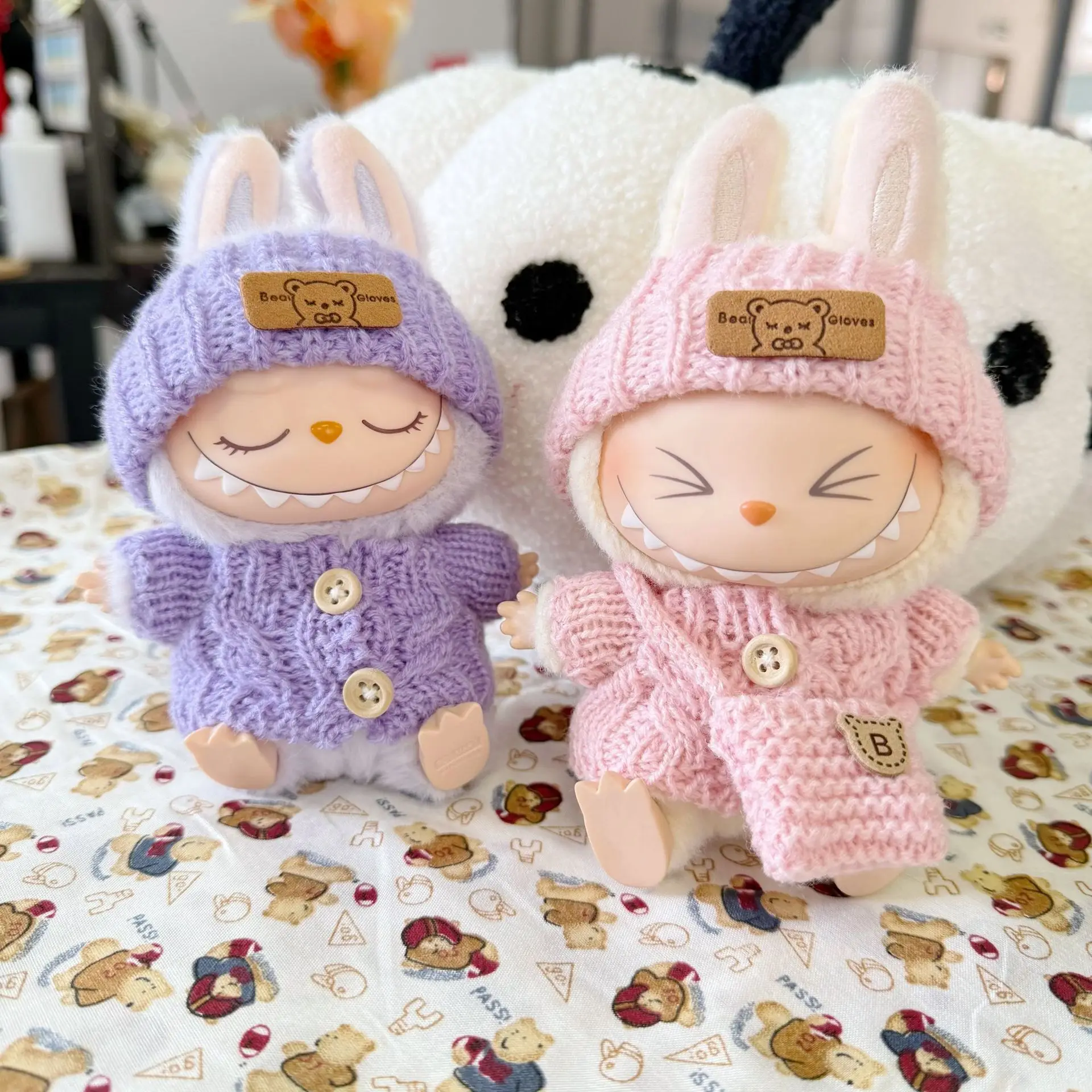 15cm/17cm LABUBU Doll Outfits: Sitting Party Gen 1-3 Bear Logo Hat ...