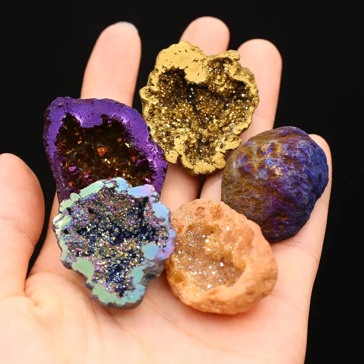 Bol au trésor en pierre naturelle d'agate, trou en cristal, placage de ...