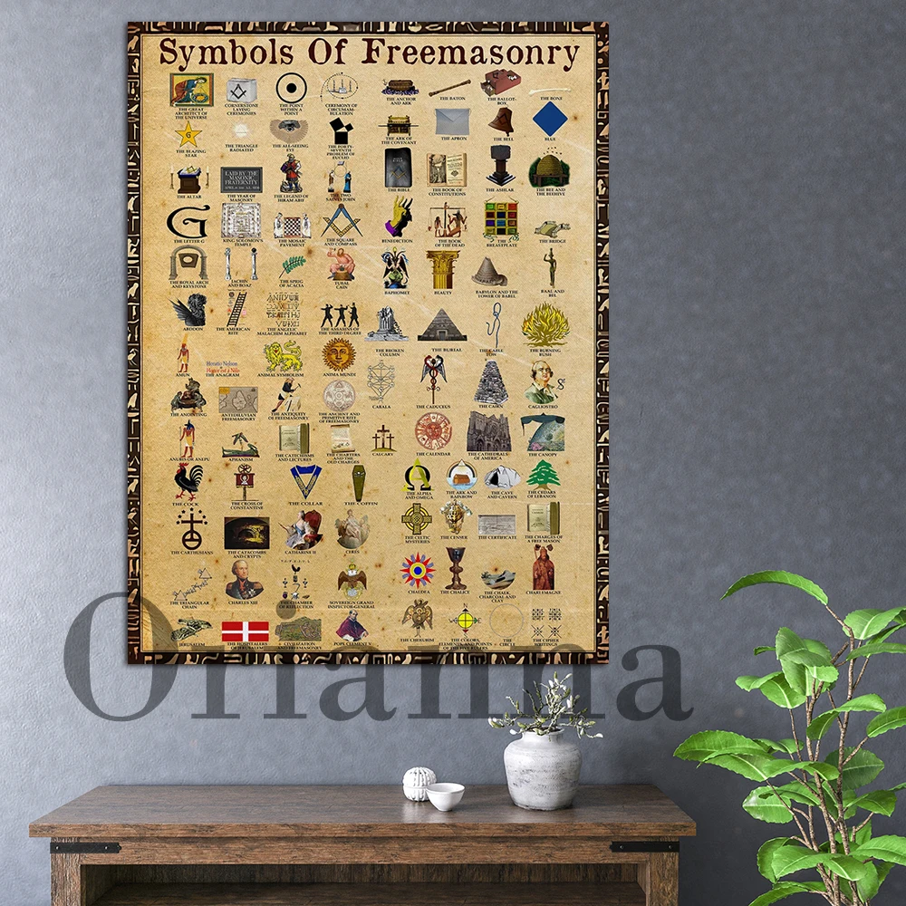 Symbole-Der-Freimaurerei-Leinwand-Poster-Freimaurer-Symbole-Wand-Kunst-Freemasonic-Wand-Dekor ...