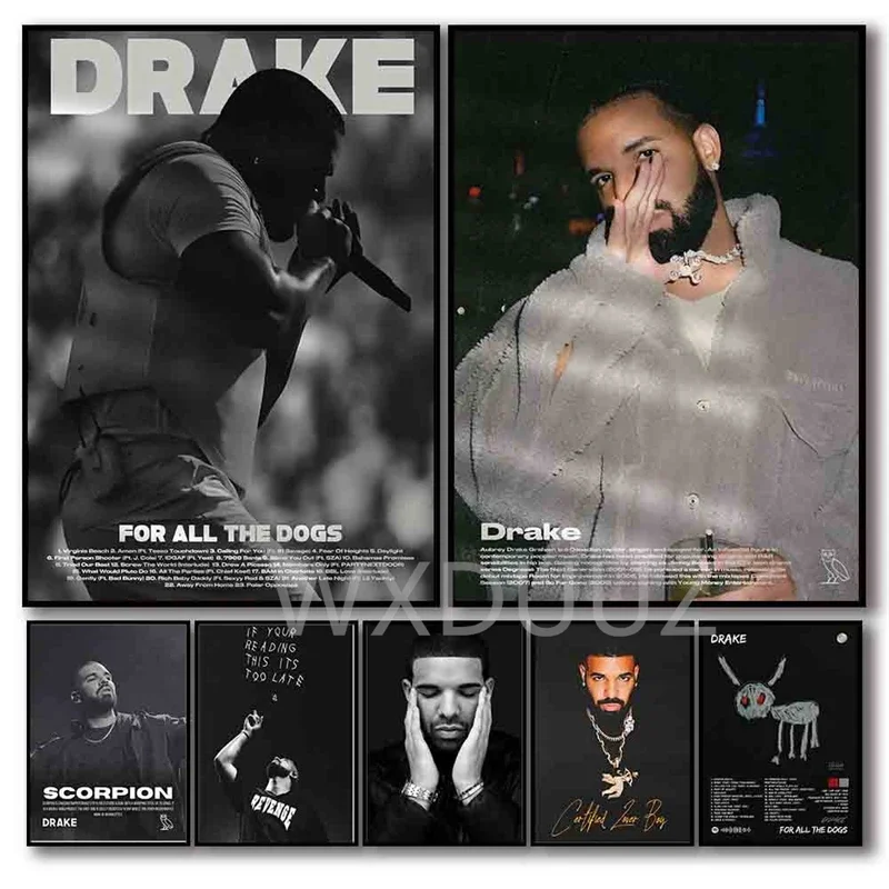 Classic Pop Wall Art Black and White Drake Concert Cover HD Canvas ...