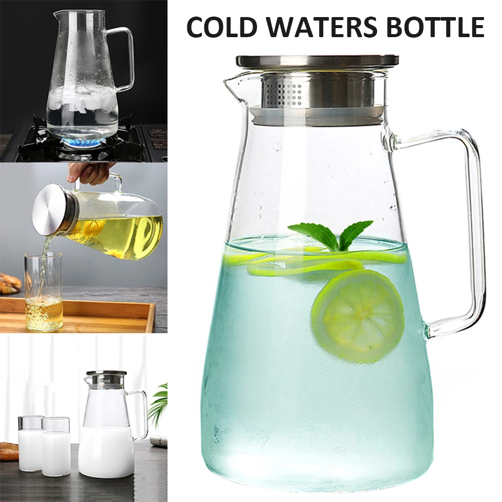 1-8L-Water-Bottle-Transparent-Glass-Water-Jug-Pot-Cha-Lemonade-Pitcher ...