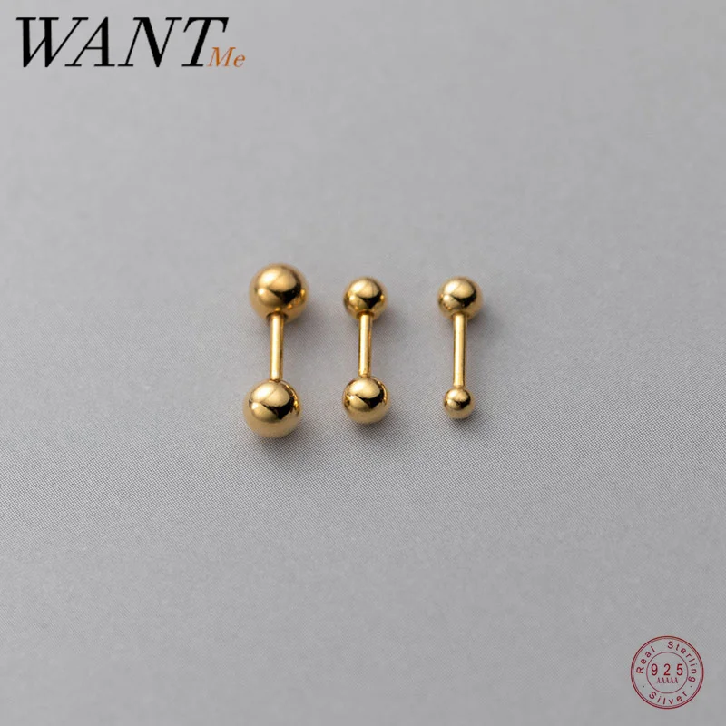 WANTME-925-Sterling-Silver-Simple-Glossy-Beads-Screw-Ear-Bone-Piercing ...
