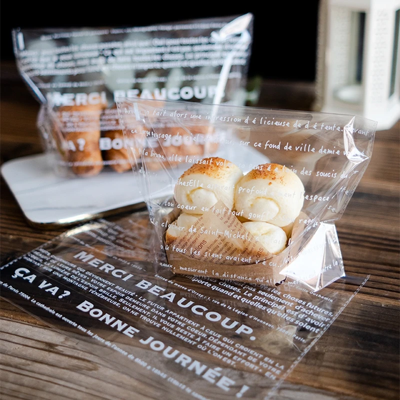 LBSISI Life 100pcs Transparent Plastic Bag Toast Bread Biscuits Snack ...