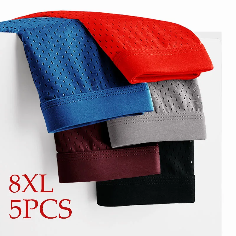 5PCS/Lot 8XL Mesh Hole Mens Underwear Boxers for Men Boxershorts Men ...