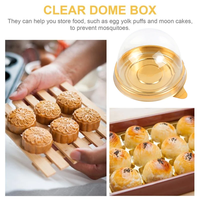 10pcs-Mini-Round-Moon-Cake-Container-Trays-Clear-Plastic-Cake-Dome ...