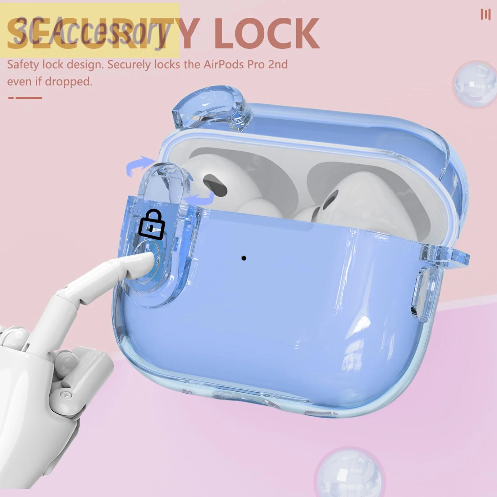 New-Airpod-Pro-USB-C-Case-with-Secure-Lock-Transparent-Shockproof-Case ...