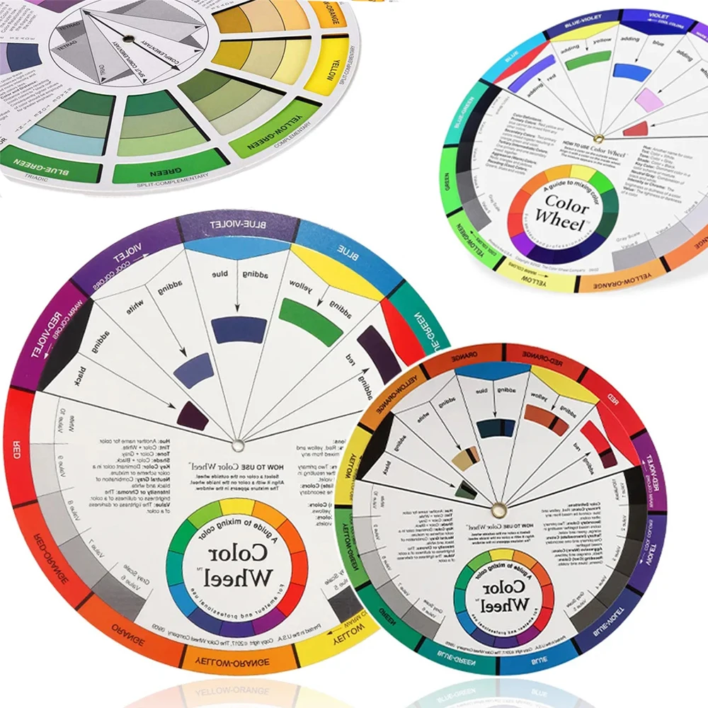 12 Colors Tattoo Paper Card Wheel 2 Sizes Three Tier Color Mix Guide ...