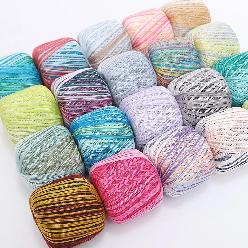 1Pc-50g-300M-100-Cotton-Lace-Yarn-for-Crochet-Gradient-Color-line-Hand ...
