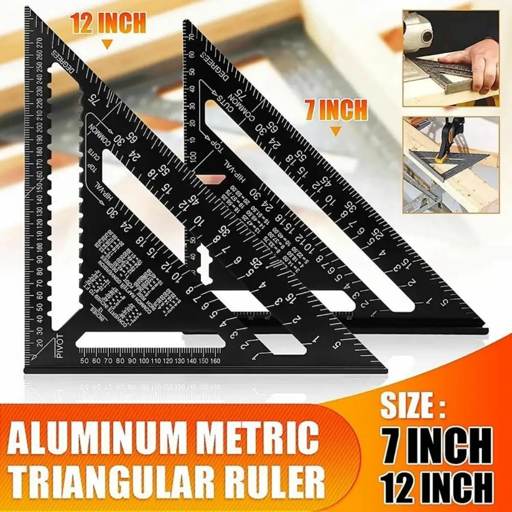 7-12-Rafter-Square-Carpenter-Measuring-Layout-Tool-Alloy-Metal-Triangle ...