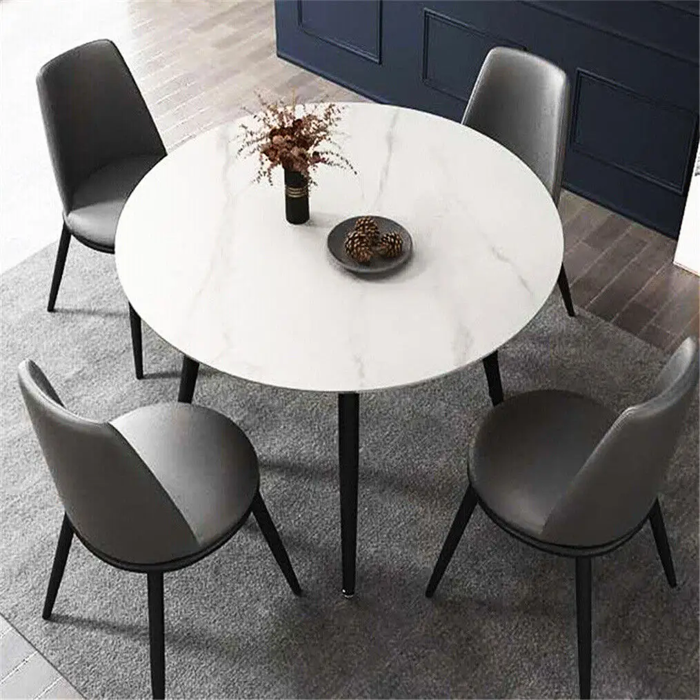 Modern-Round-Kitchen-Dining-Table-Marble-Top-80cm-Diameter-Linving ...