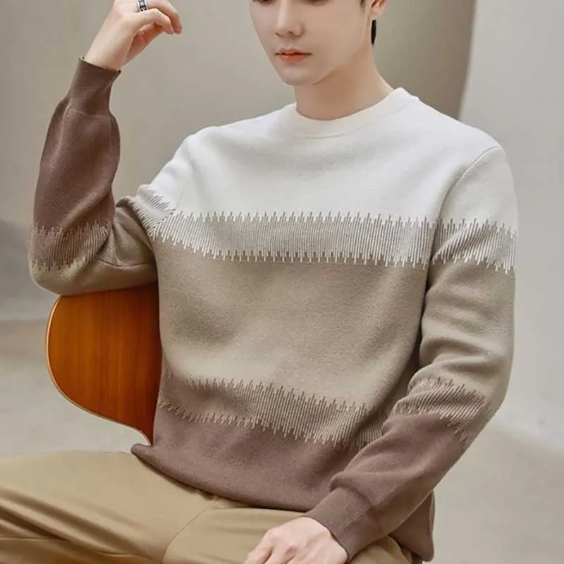 Su-teres-degradados-empalmados-coreanos-para-hombres-cuello-redondo-ropa-de-moda-su-teres ...