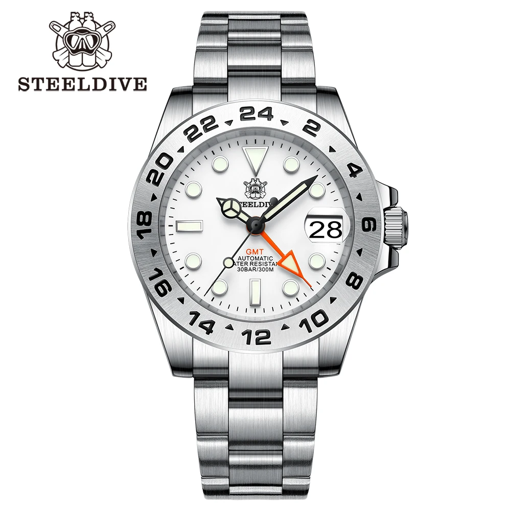 STEELDIVE-Official-GMT-SD1992-Fashion-Watches-Steel-Bezel-4-Pointers ...