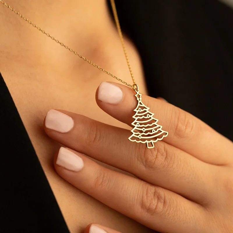 Huitan Minimalist Hollow Tree Shaped Pendant Necklace Women for ...