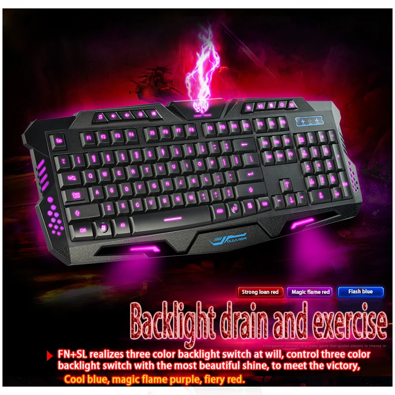 City-Square-M200-Tri-Color-Backlit-Keyboard-Mechanical-Touch-Game ...