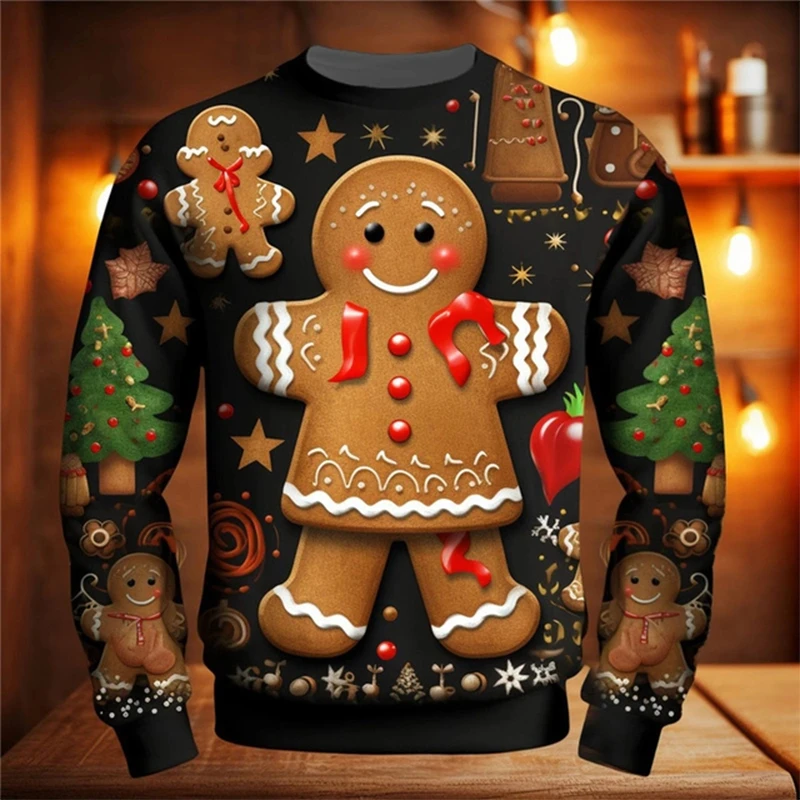 Fashion Gingerbread Man Ugly Christmas Sweater For Women Clothes ...