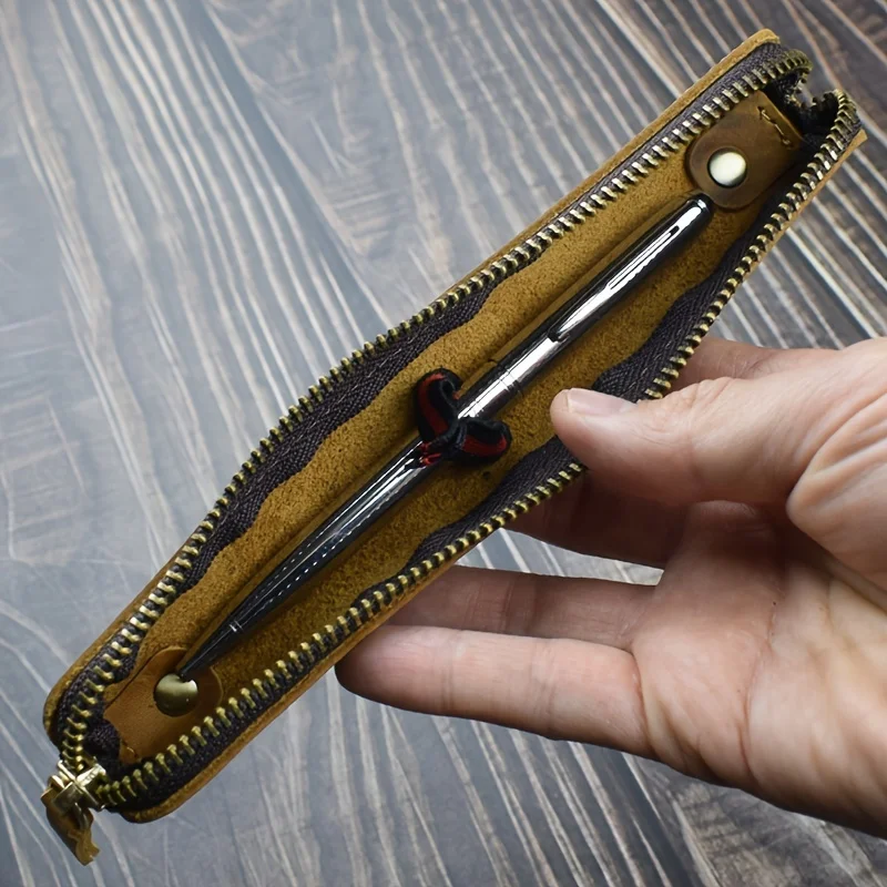Handmade Genuine Leather Pencilcase for One Pen Holder Nature Cowhide ...