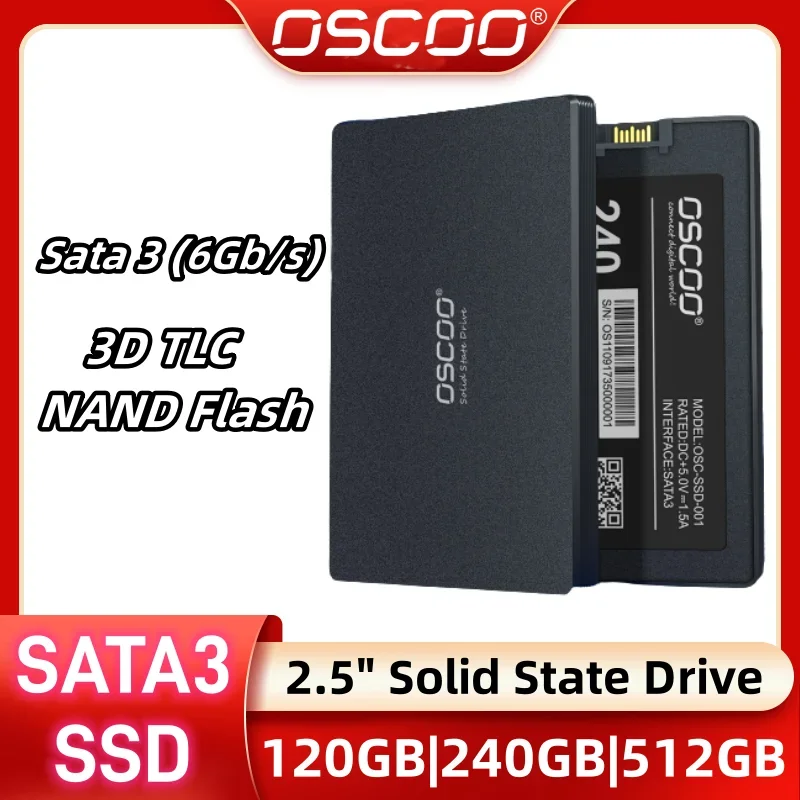 OSCOO SSD SATA3 2.5inch Hard Disk 120GB 240GB 512GB 3D TLC NAND Flash ...