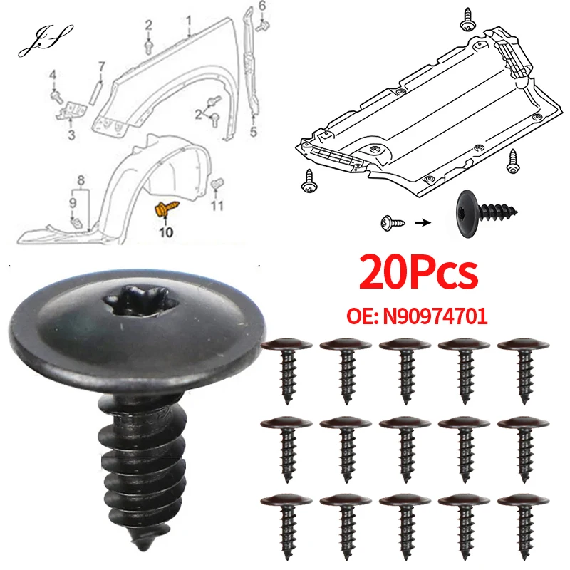 20pc-Car-Engine-Under-Cover-Splash-Guard-Clip-Self-tapping-Screw-Clips ...