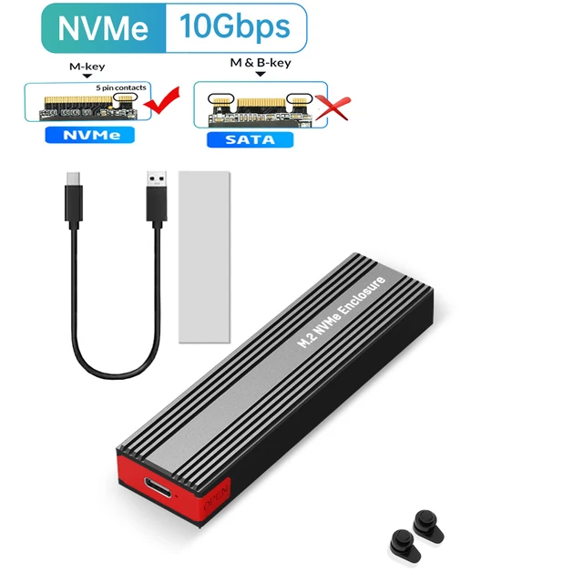 NVMe M2 SSD Enclosure External HD SSD NMVe Enclosure PCIE 10Gbps USB 3.2 Gen 2 USB C Adapter ...