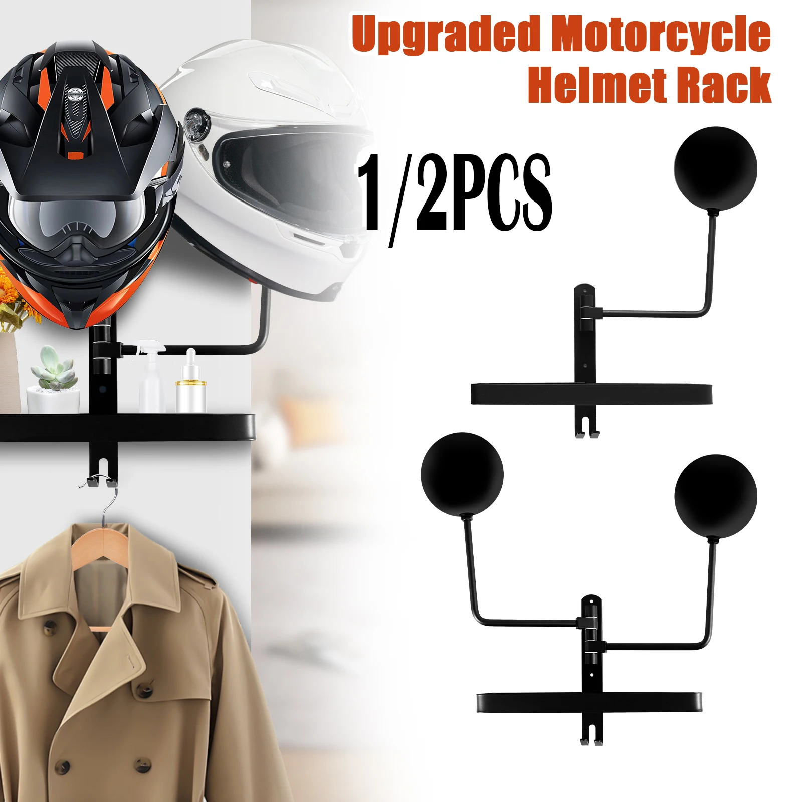 Motorcycle-Helmet-Rack-Wall-Mount-Helmet-Holder-180-Degree-Rotation ...