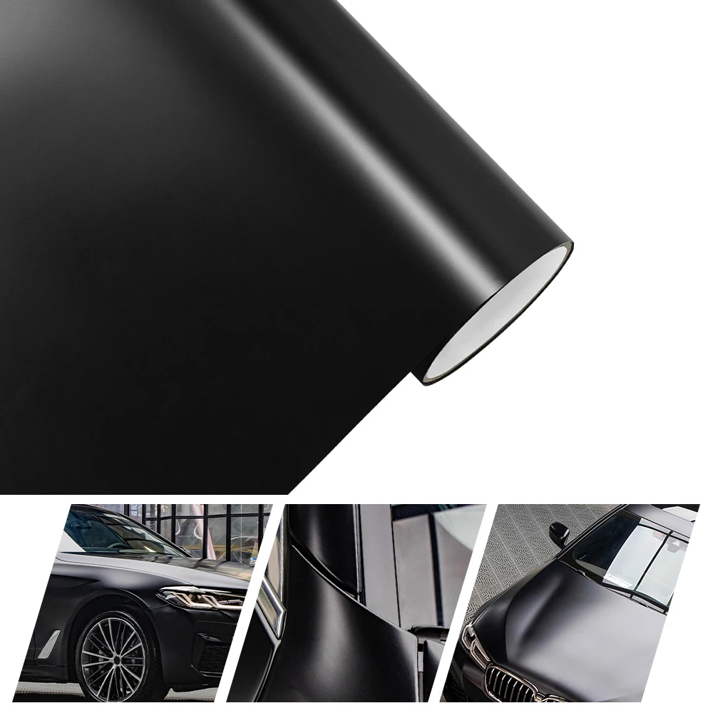 Premium PET Satin Black Vinyl Car DIY Sticker Matte Satin Black Car ...