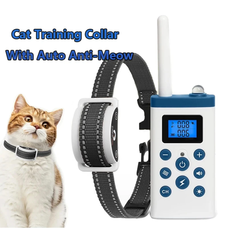 Cat-Training-Collar-With-Auto-Anti-Meow-Cat-Shock-Collar-With-Remote ...
