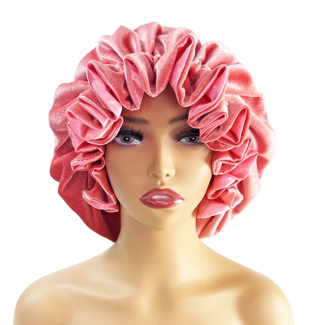 Winter Velvet Bonnet's Double Layer Thickening Velvet+Satin Sleep Cap ...