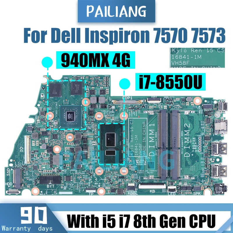 16841-1-For-Dell-Inspiron-7570-7573-Laptop-Motherboard-0471TW-0MJCYX ...