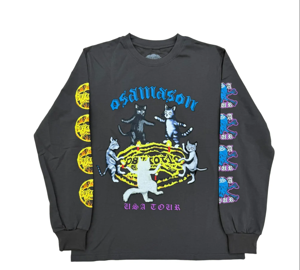 2026 Osamason Psykotic Tour Cat Long sleeve Tour limited cat print long ...