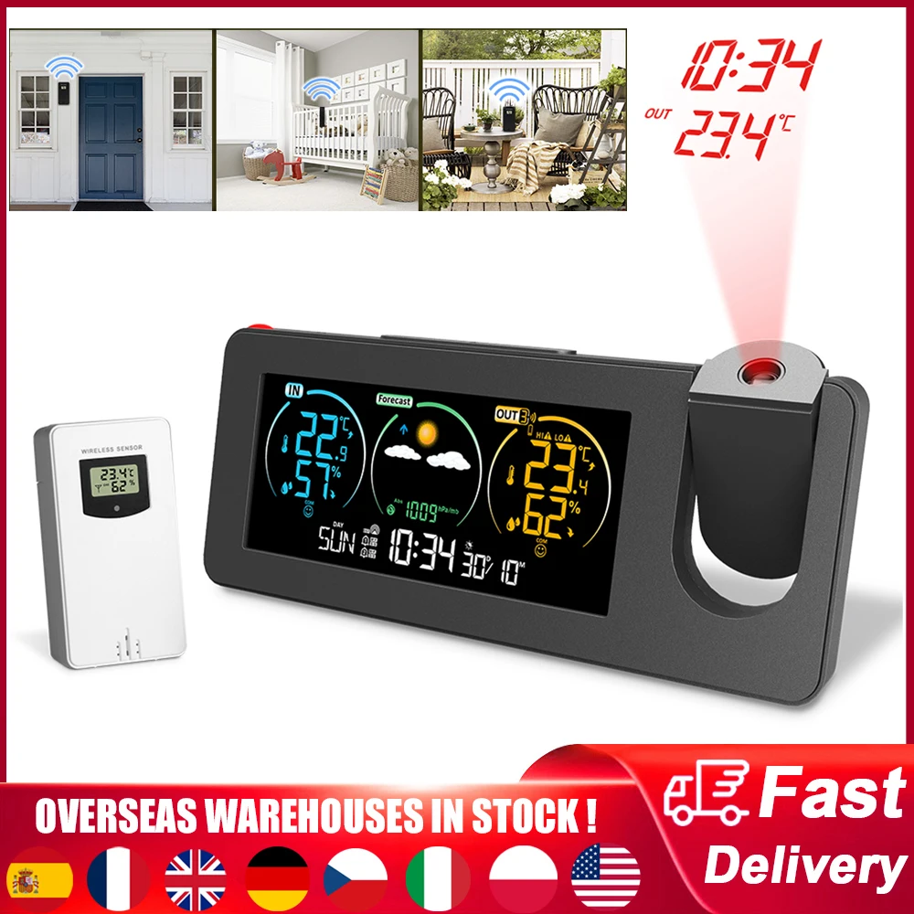 New-Electronic-Projection-Clock-Weather-Station-Weather-Forecast ...