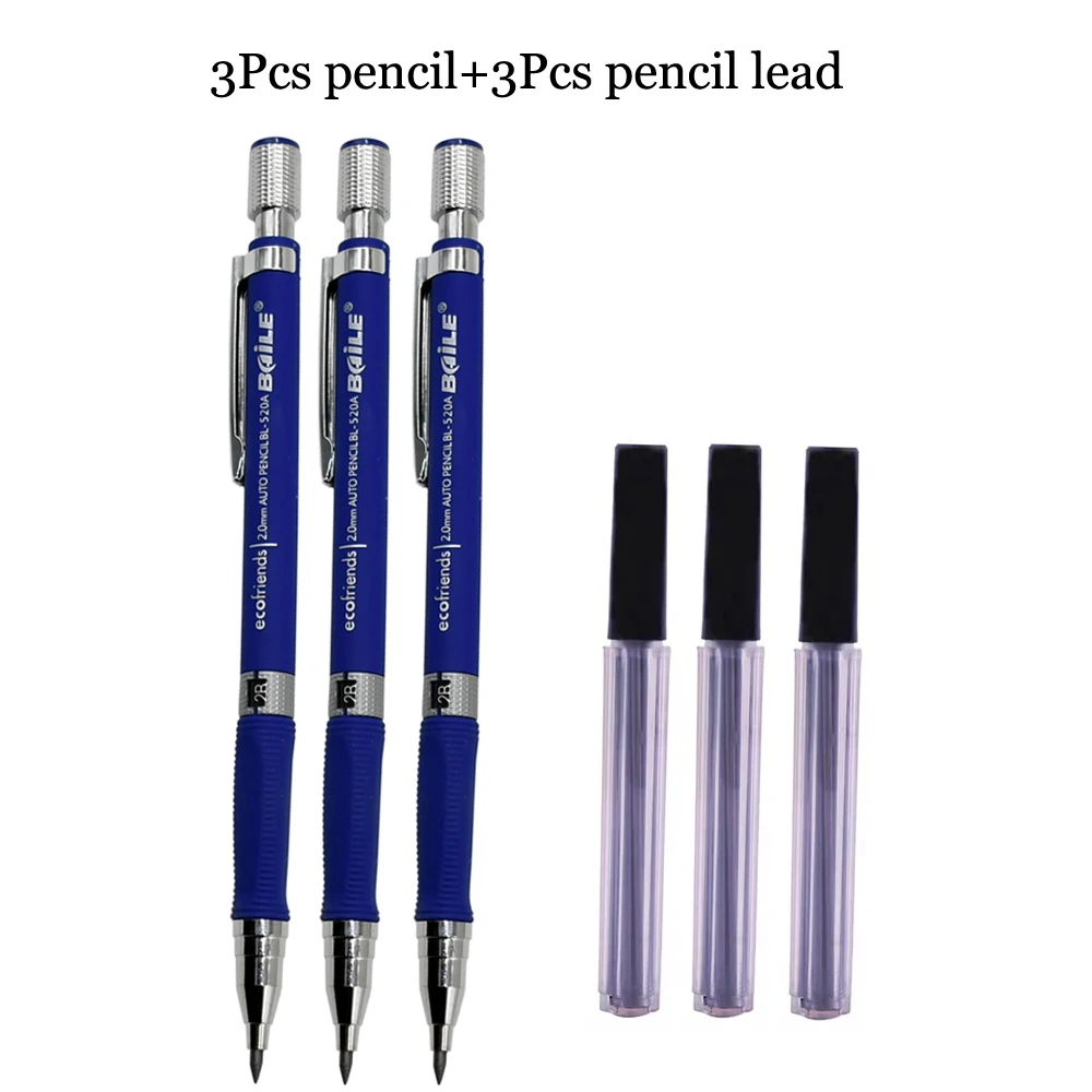 Mechanical-Pencil-Set-2-0mm-with-2B-Black-Colors-Lead-Refill-For ...