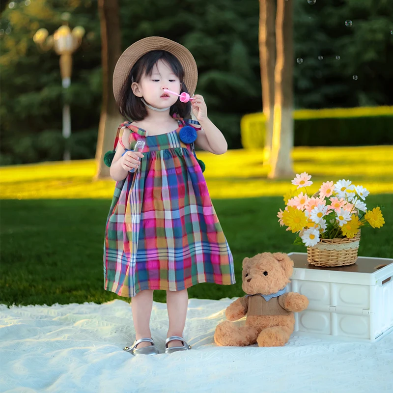 Girls-Clothes-Summer-Baby-Girl-Cotton-Dress-Children-Colorful-Plaid ...