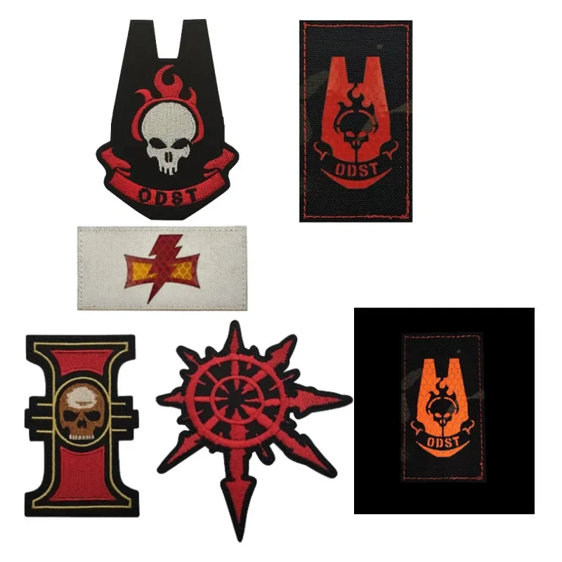 40K-Warhamme-Embroidered-Cloth-Patch-Red-Symbol-Halo-Hell-Paratrooper ...