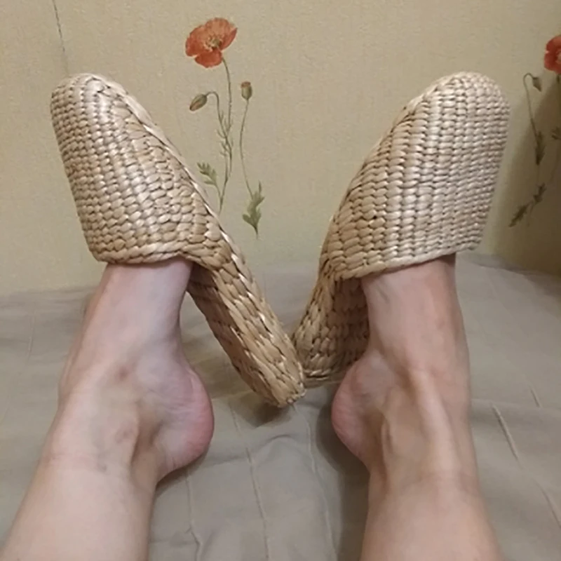 2023 Men'S Straw Slippers Handmade Chinese Sandals Unisex Summer Home ...