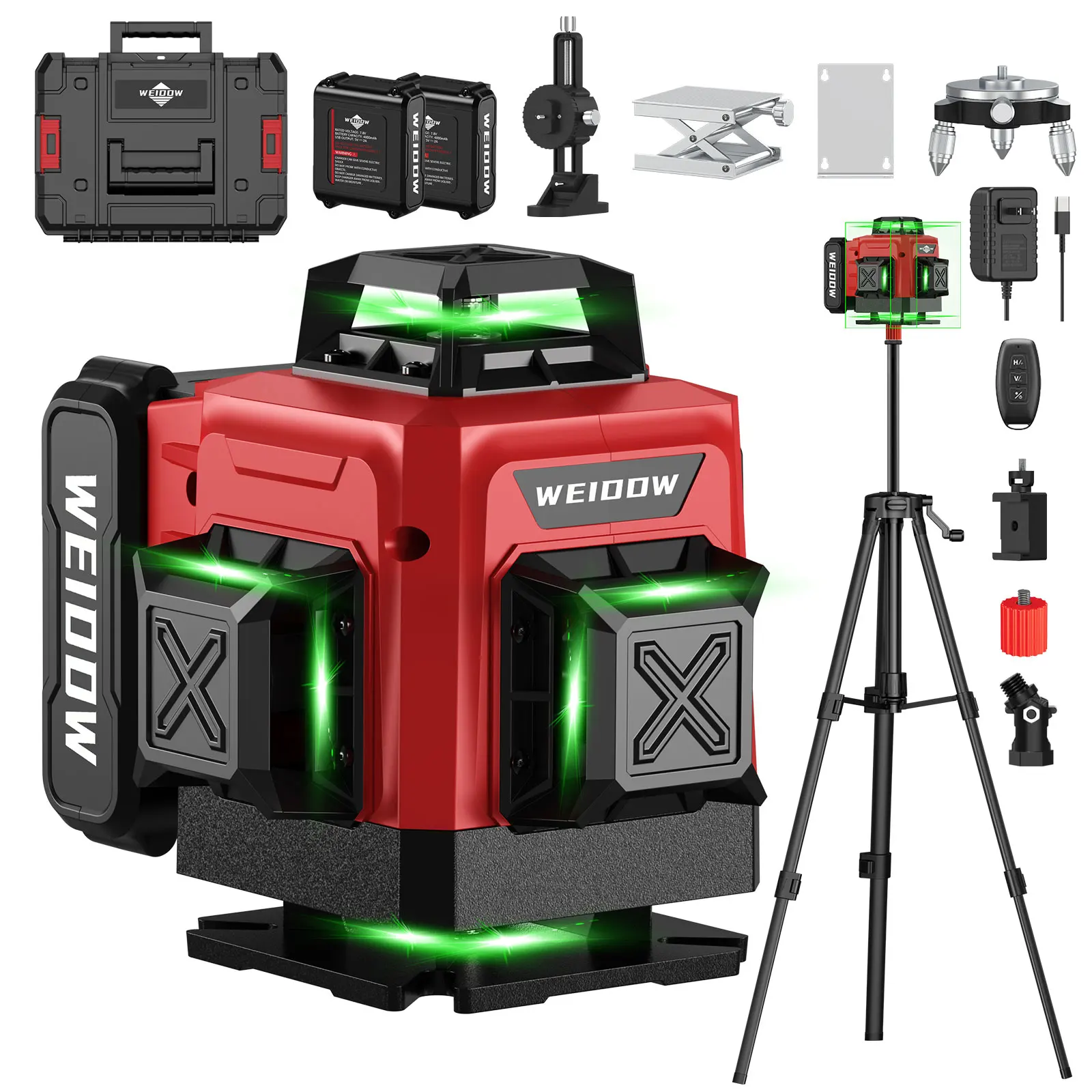WEIDDW-4D-16-Lines-Laser-Level-with-Tripod-and-suitcase-Horizontal-And-Vertical-Green-Lines ...