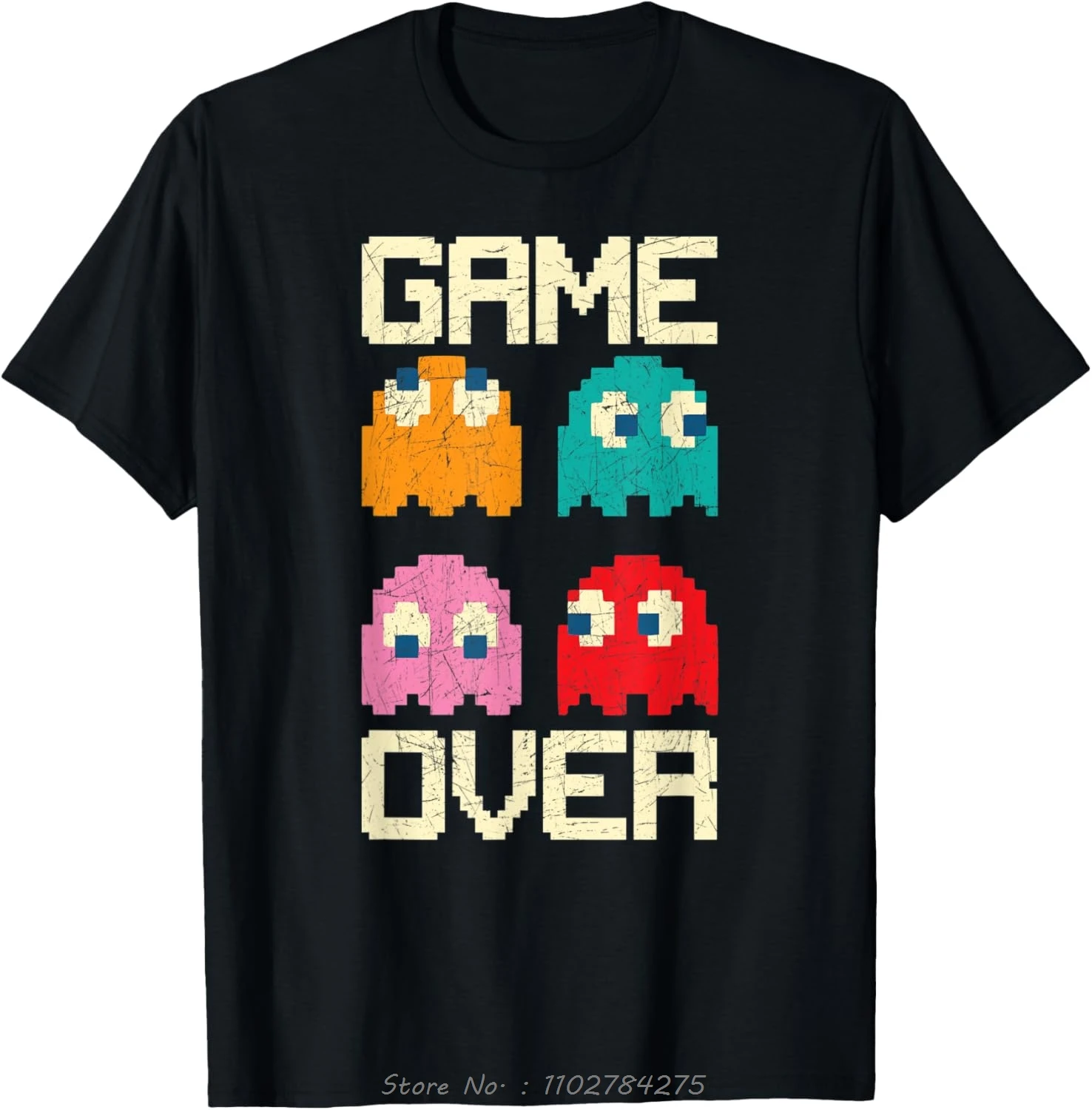 Game Over 80s Oversized T-shirt Nostalgia Arcade Ghost Gamer Men's ...