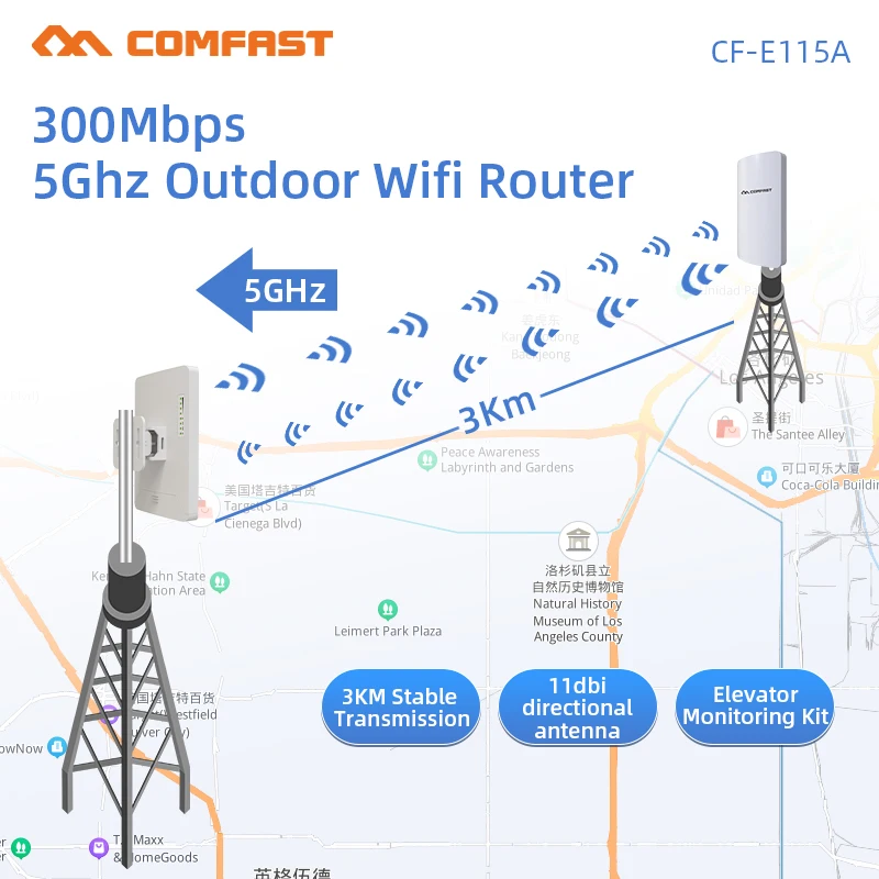 2Pcs/lot 3KM 5GHz 300Mbps Outdoor CPE Wireless 11dbi 5G WiFi Repeater ...