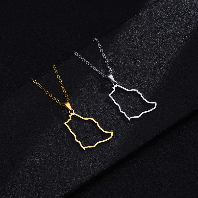 Saudi-Arabia-Hollow-Map-Pendant-Necklace-Stainless-Steel-Gold-Silver ...