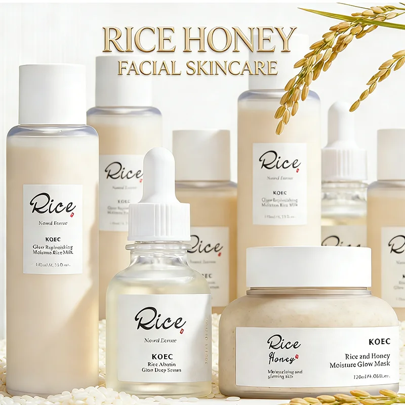 3pcs Rice Honey Facial Skincare Set Rice Extract Moisturizing Essence ...