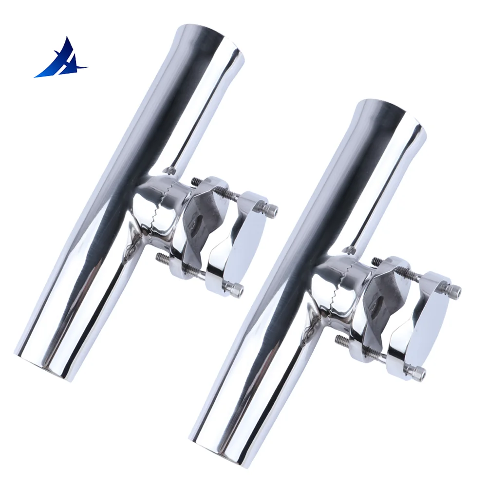 (2x) Tournament Style Clamp On Boat Fishing Rod Holder Stainless Steel ...