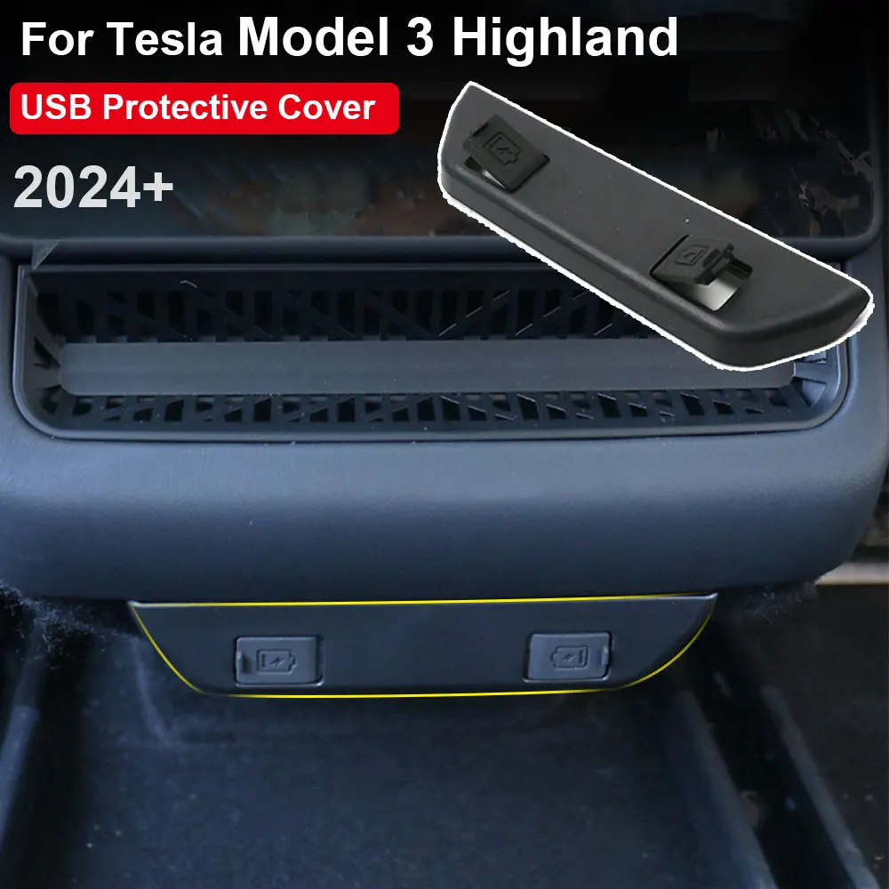 For-Tesla-Model-3-Highland-Rear-Air-Outlet-USB-Protective-Cover-TPE-USB ...