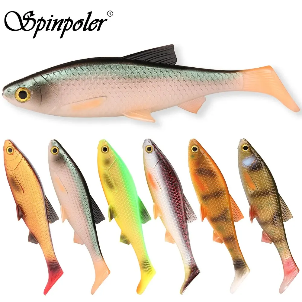 Spinpoler-3D-River-Roach-Fishing-Lure-Soft-Bait-T-Paddle-Tail-Baitfish-Shad-Strike-Silicone ...