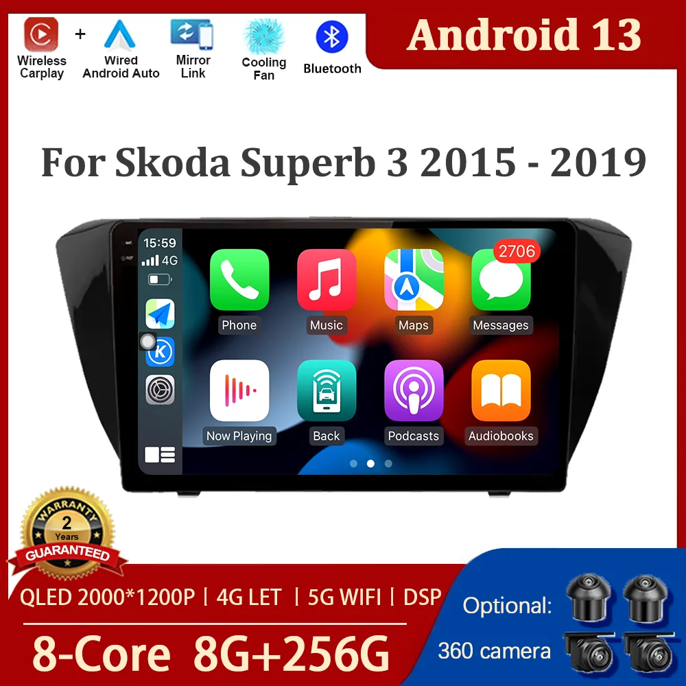 Android 13 GPS Navigation Screen For Skoda Superb 3 2015 - 2019 Car ...