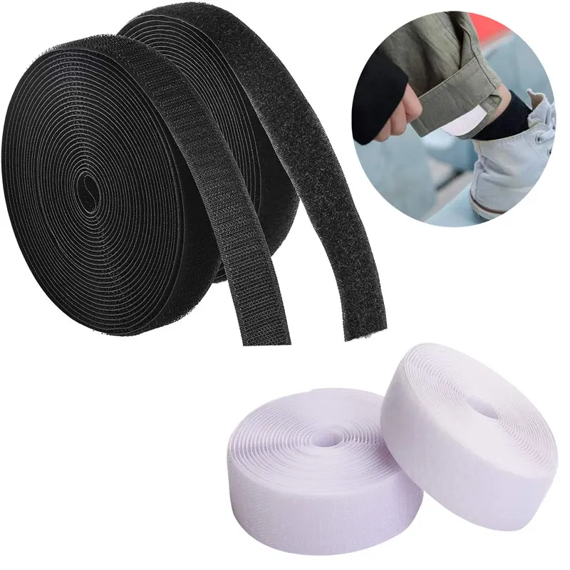1M/Pair 16-50mm Fastener Tape Black White Adhesive Hook and Loop Tape ...