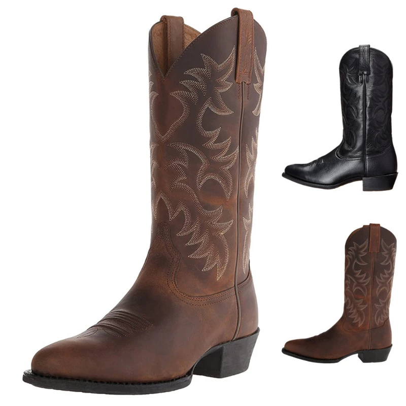 Botas-de-vaquero-occidentales-de-cabeza-ancha-para-hombre-y-mujer-botas ...