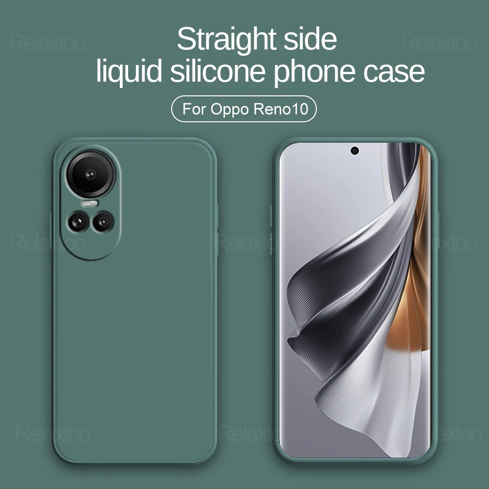 Straight-Edge-Liquid-Silicone-Soft-Cover-For-Oppo-Reno10-Reno-10-Pro ...