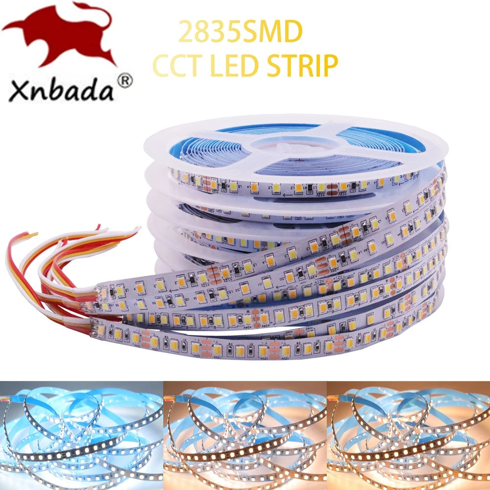 2835SMD-Color-Temperature-LED-Strip-120Leds-m-180Leds-m-CCT-Flexible ...
