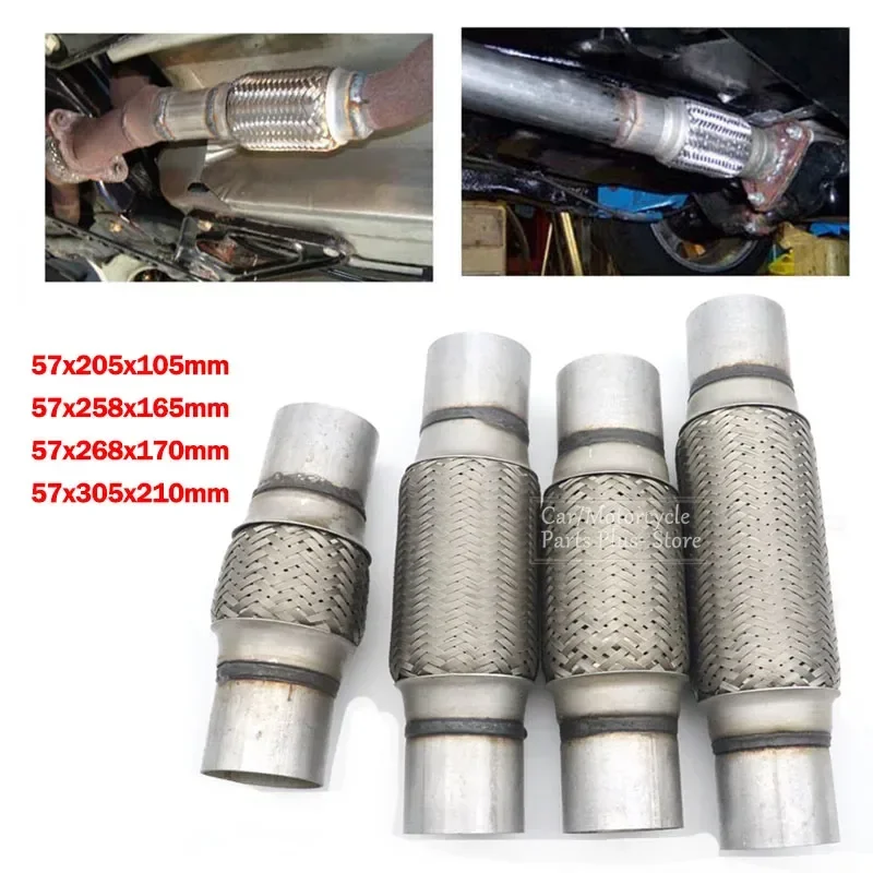 2-25in-57mm-Car-Exhaust-Tube-Telescopic-Flexible-Connection-Braid-Bellows-Stainless-Steel ...