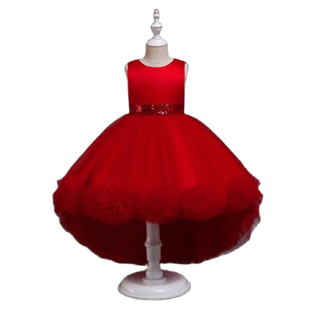 Red-fluffy-children-s-princess-dress-for-2-to-10-Year-girls-sleeveless ...