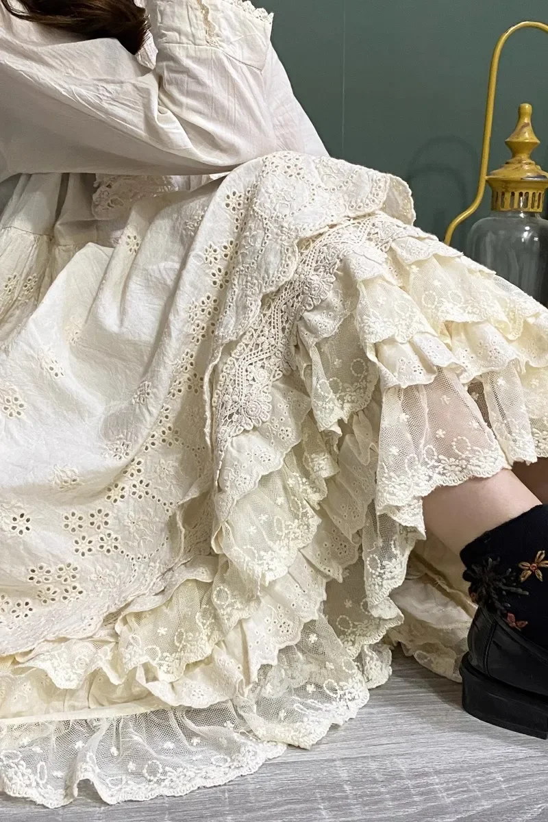 Jupe-Vintage-en-Dentelle-Volants-Kawaii-pour-Femme-Jupon-Taille-Haute ...